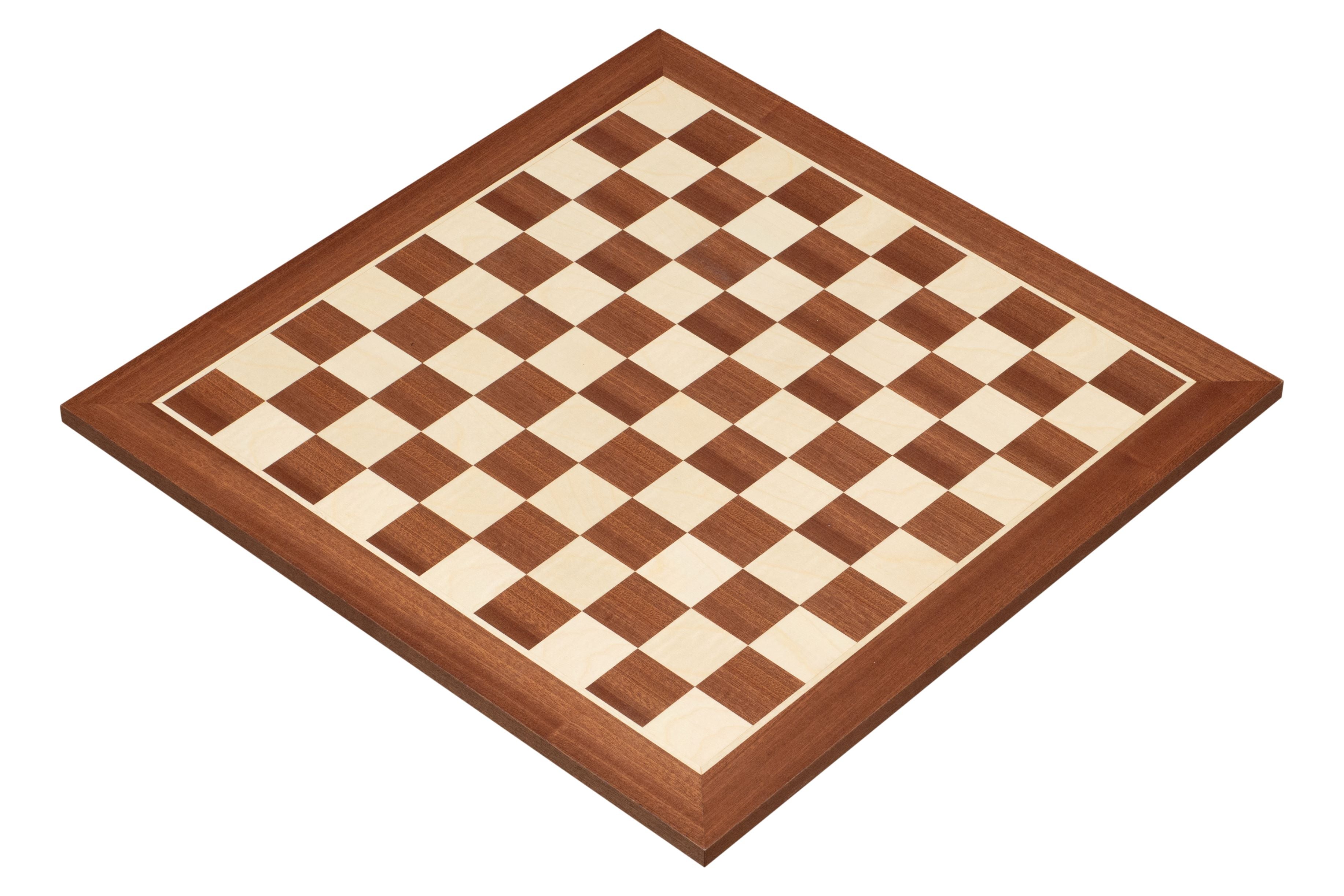 Double-Sided Mahogany & Sycamore Chess Board – 18.9″ (Chess + Checkers ...